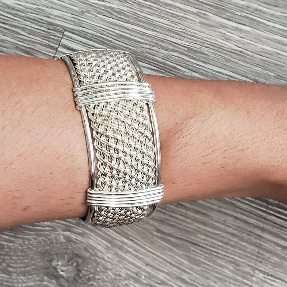 Thick Silver Bracelet - Gem